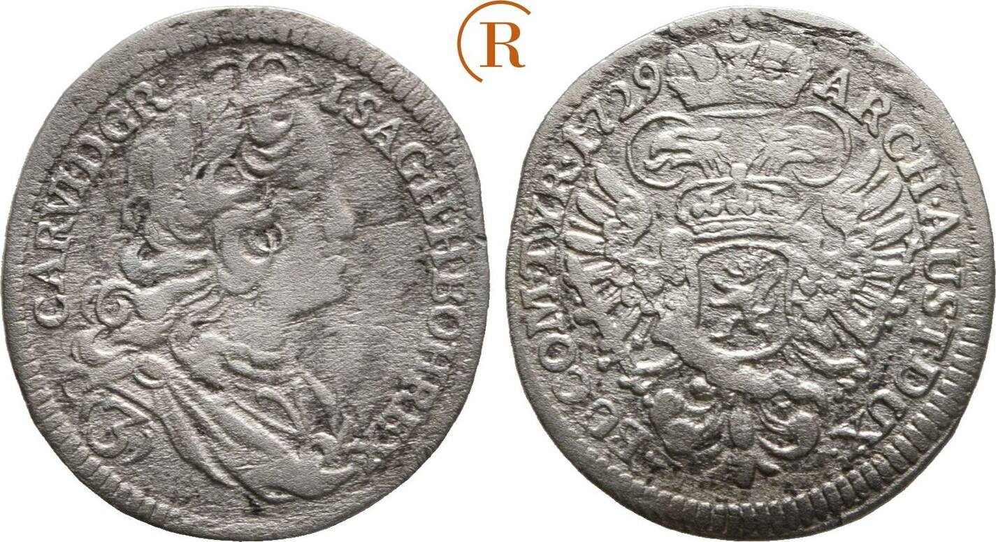 Habsburg: 3 Kreuzer Prag 1729 Karl VI, 1711-1740: ss | MA-Shops