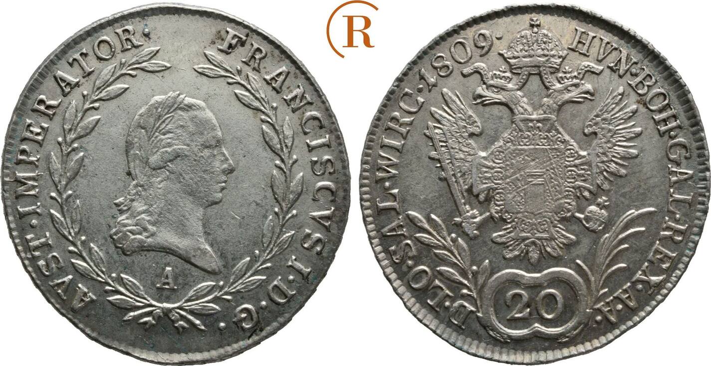 Habsburg: 20 Kreuzer Wien 1809 A Franz II, 1792-1835: f.vz | MA-Shops