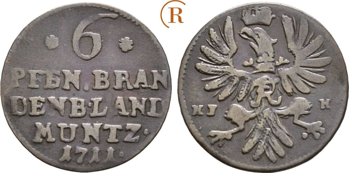 Preussen: 6 Pfennig Magdeburg 1711 HFH Friedrich I, 1701-1713: ss | MA ...