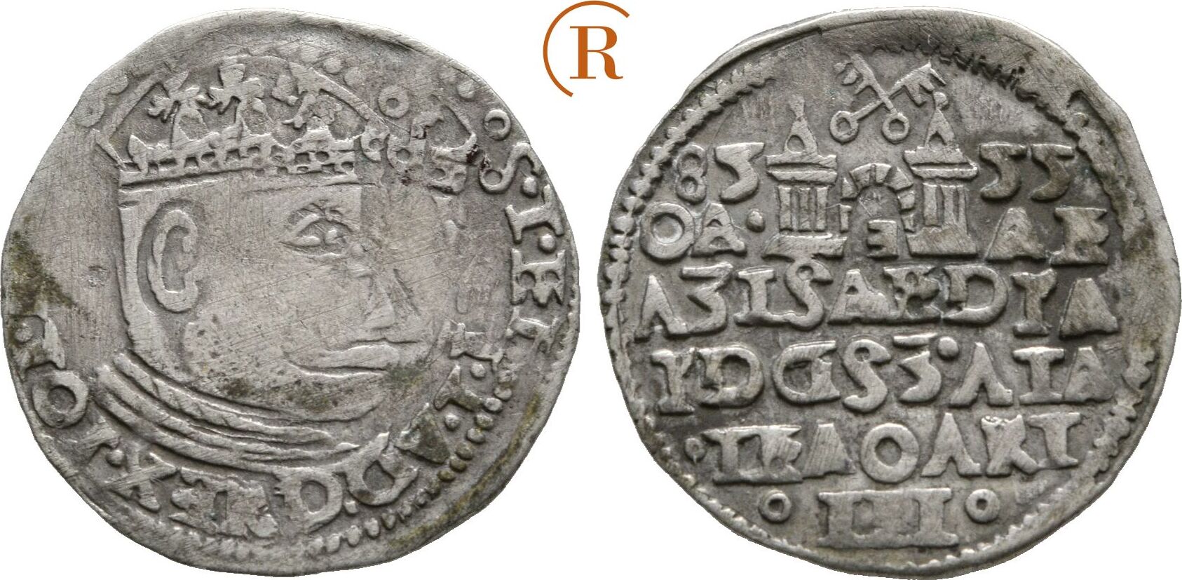 Litauen: 3 Gröscher 85-55 ist 1585 Stephan Bathory, 1576-1586: ss ...