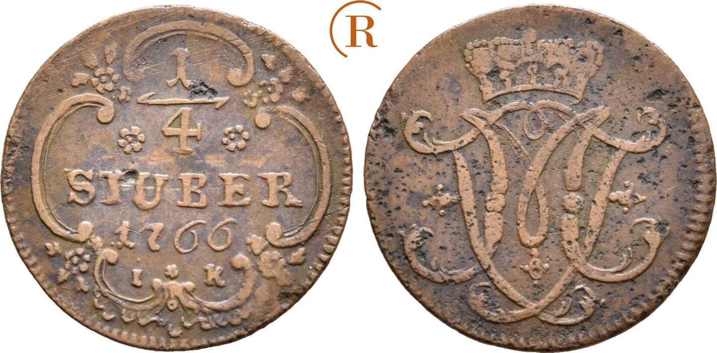 Köln Erzbistum: 1/4 Stüber Bonn 1766 IB Maximilian Friedrich, 1761-1784: ss | MA-Shops