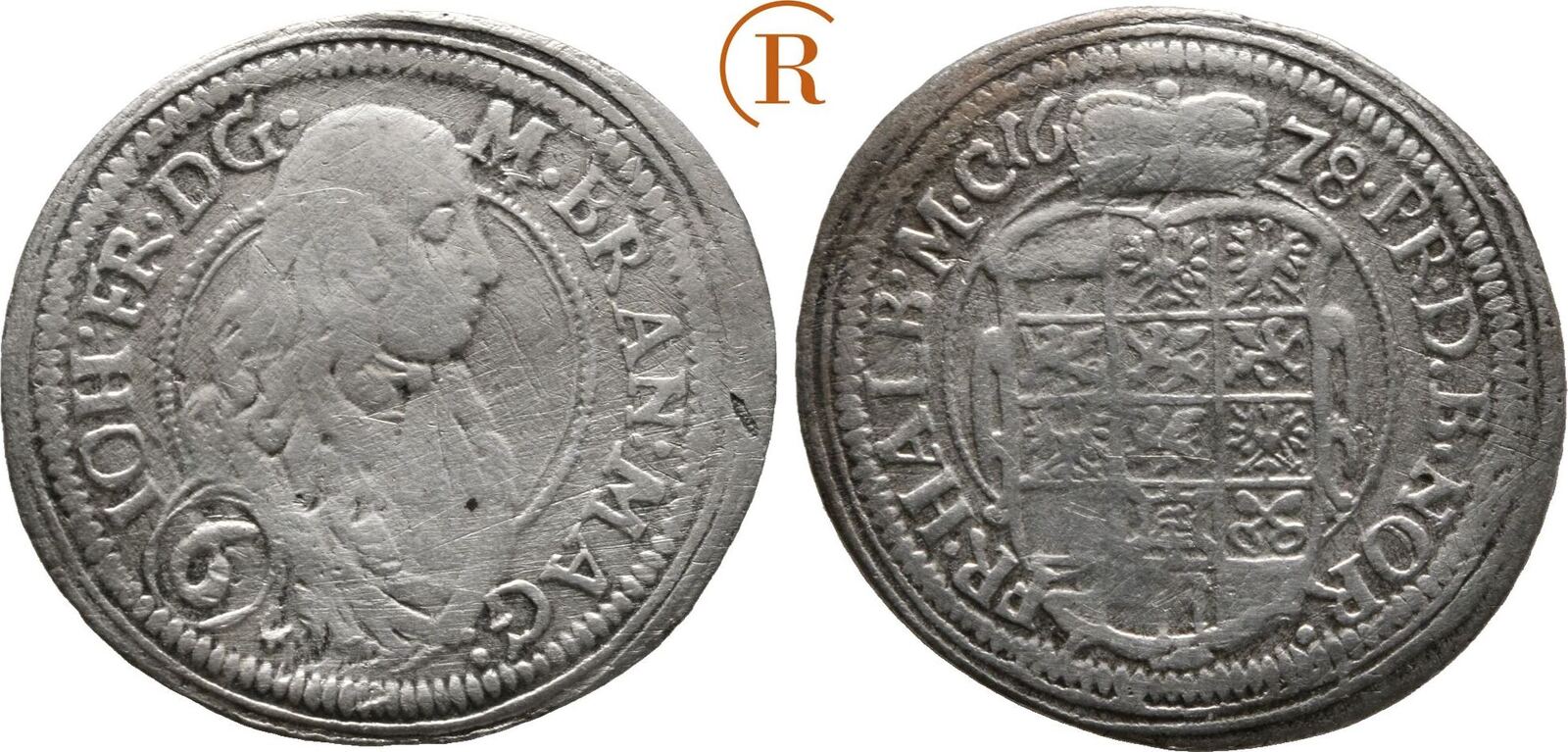 Brandenburg Ansbach: 6 Kreuzer Schwabach 1678 Johann Friedrich, 1672 ...