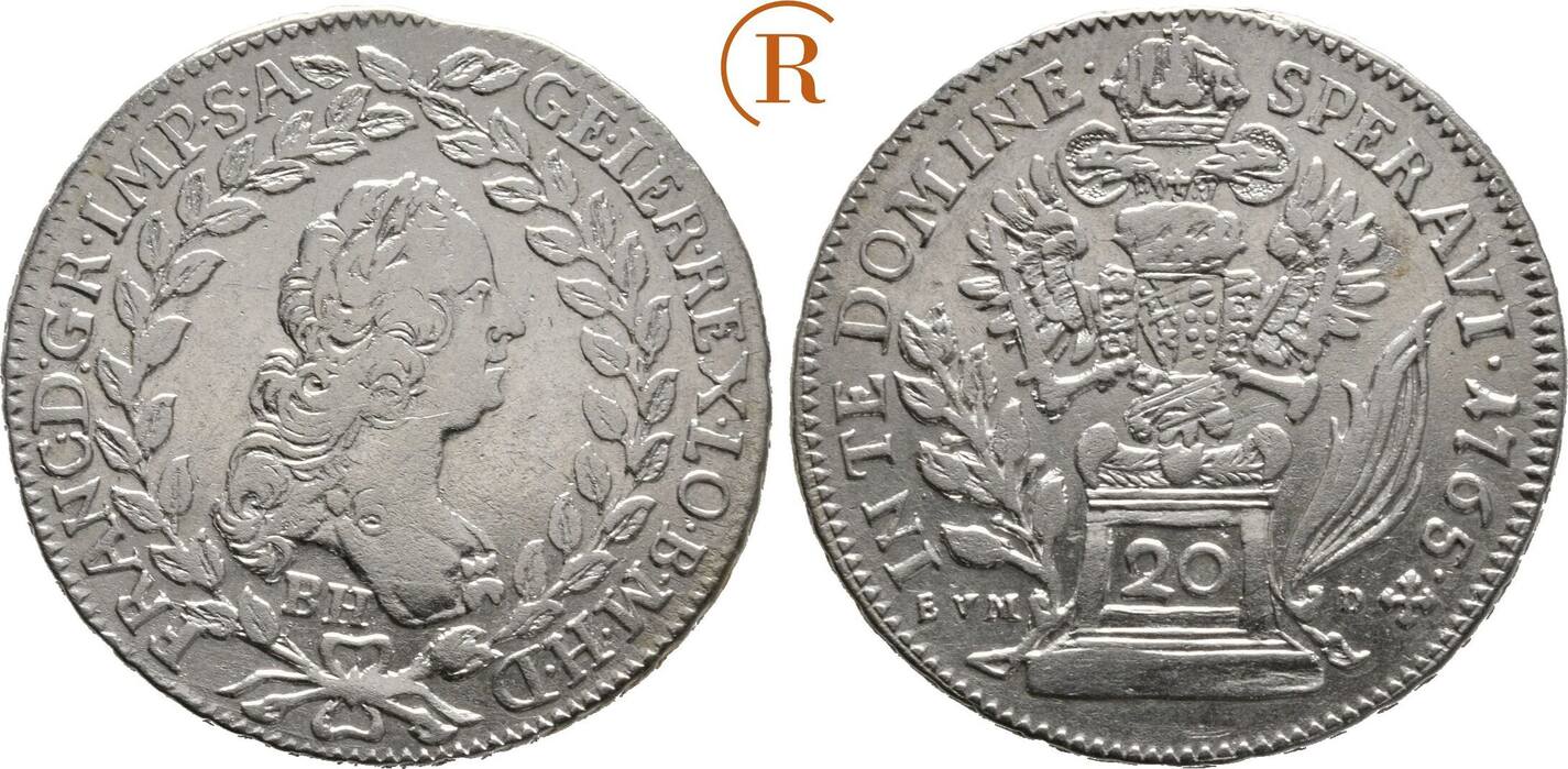 Habsburg: 20 Kreuzer Kremnitz 1765 BH / EVM-D Franz I, 1745-1765: ss | MA-Shops