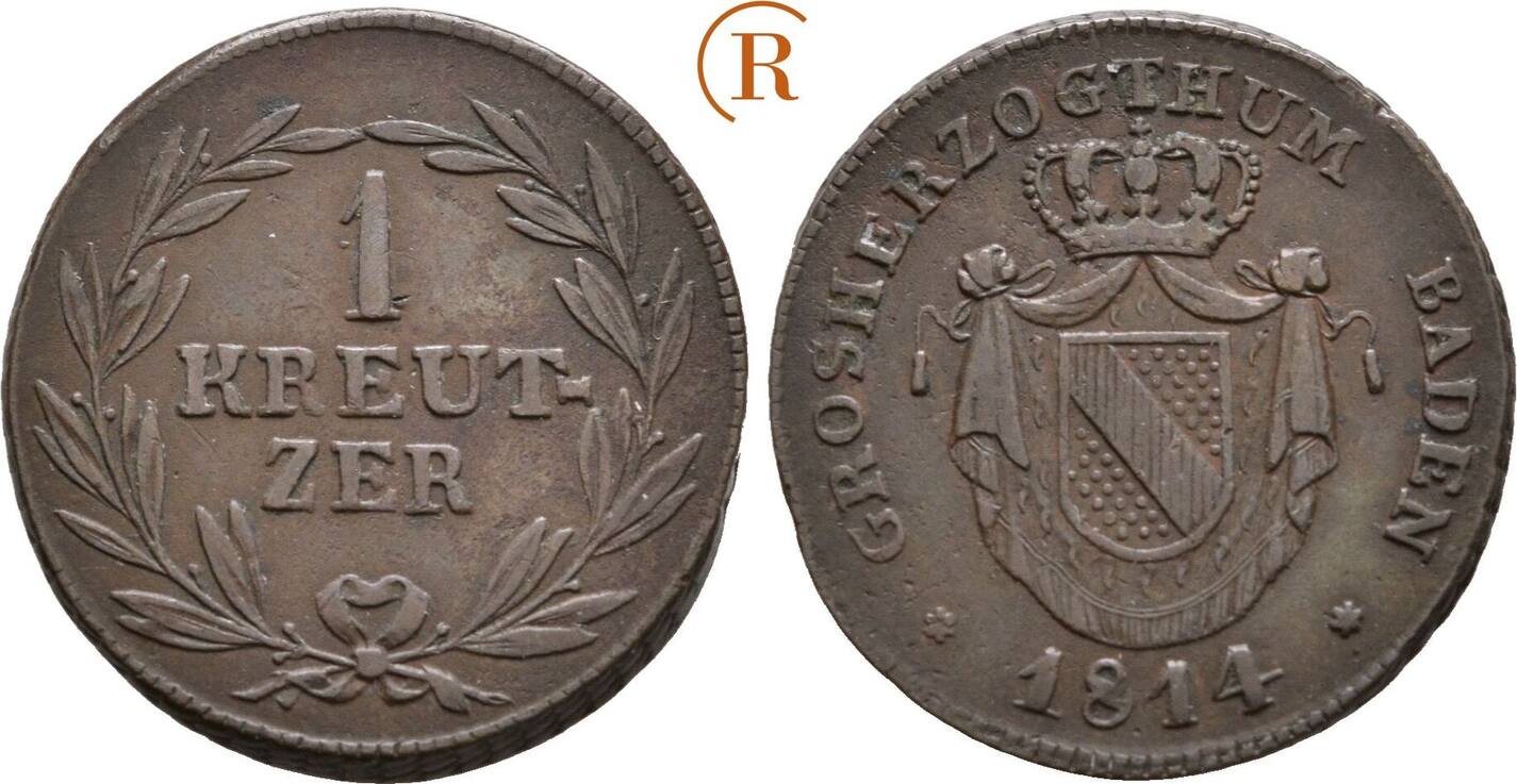 Baden Durlach: 1 Kreuzer 1814 Carl Ludwig Friedrich, 1811-1818: ss | MA ...