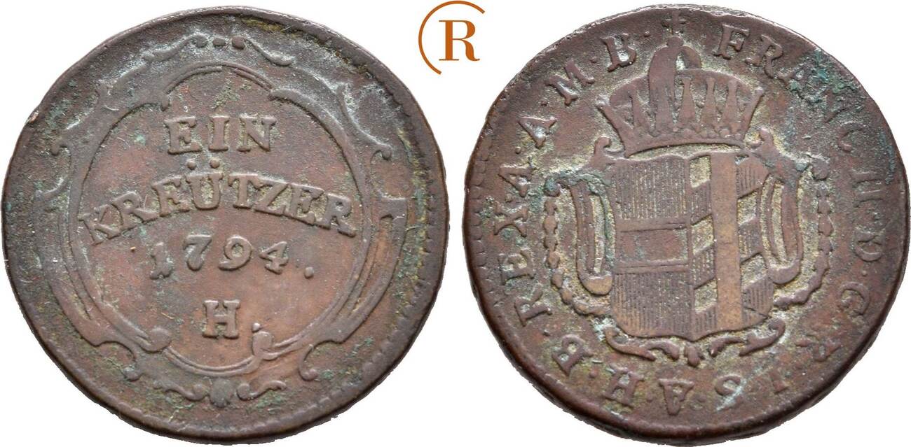 Habsburg: 1 Kreuzer Günzburg 1794 H Franz II, 1792-1835: ss | MA-Shops