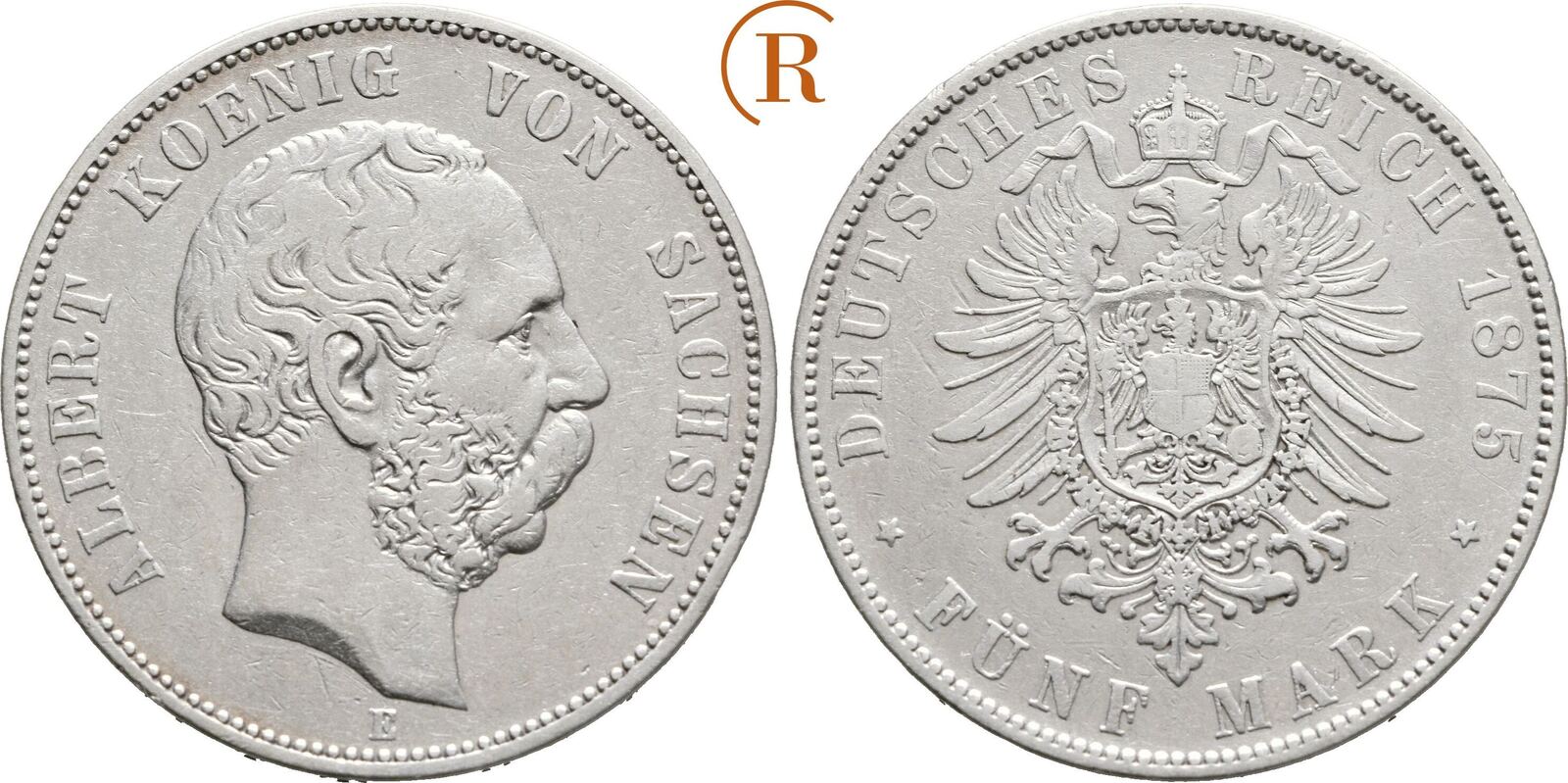 Kaiserreich: Sachsen: 5 Mark 1875 E Albert, 1873-1902: ss | MA-Shops
