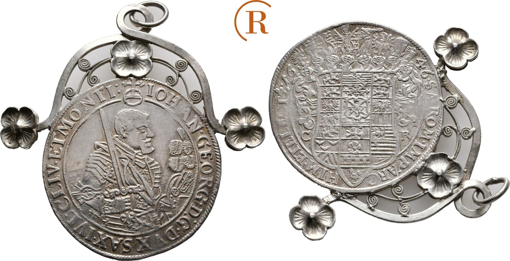 Sachsen: Taler Dresden 1646 CR Johann Georg I, 1615-1656: ss feine alte Schmuckfassung | MA-Shops