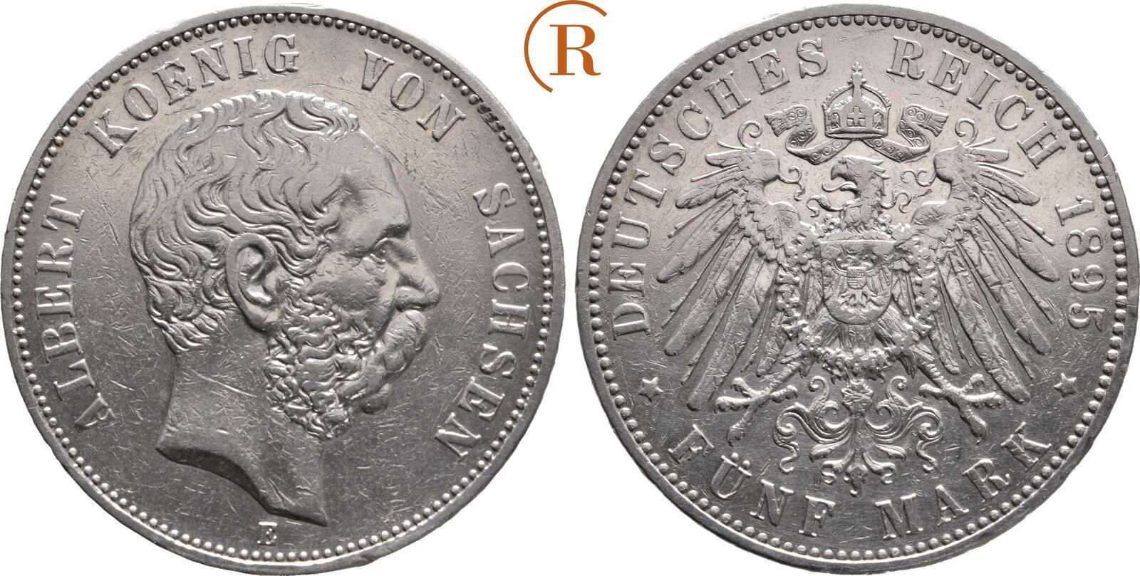 Kaiserreich: Sachsen: 5 Mark 1895 E Albert, 1873-1902: ss kl ...