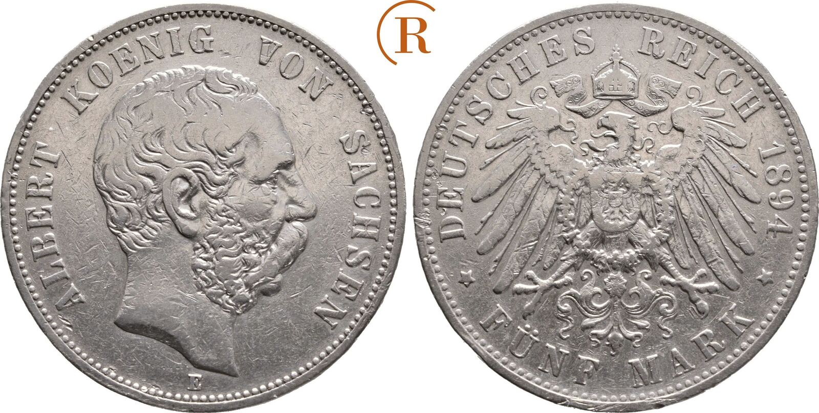 Kaiserreich: Sachsen: 5 Mark 1894 E Albert, 1873-1902: ss kl. Kratzer ...