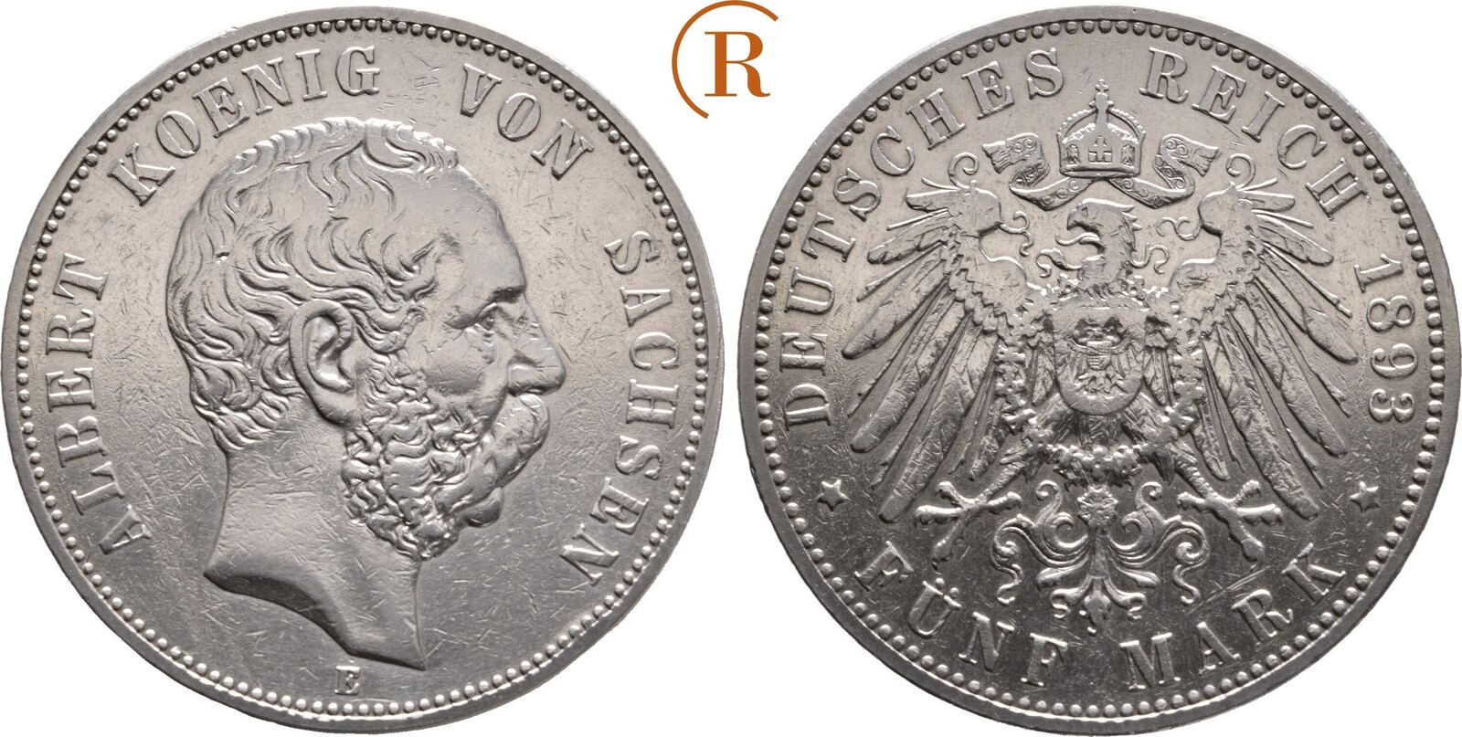 Kaiserreich: Sachsen: 5 Mark 1893 E Albert, 1873-1902: ss kl. Kratzer ...