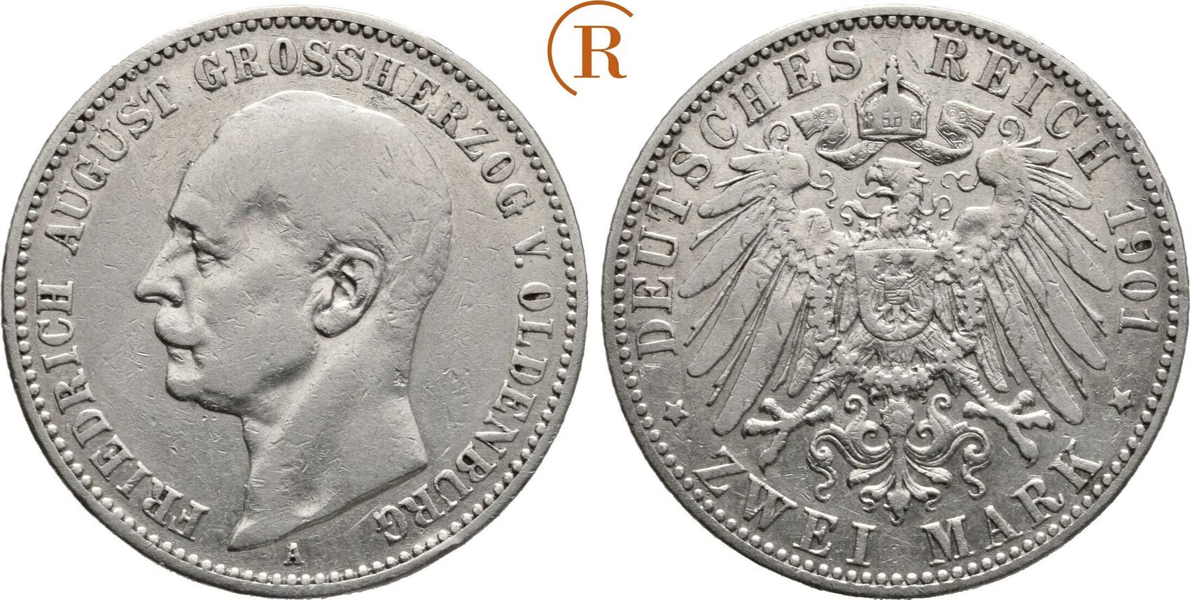 Kaiserreich: Oldenburg: 2 Mark 1901 A Friedrich August, 1900-1918: ss ...