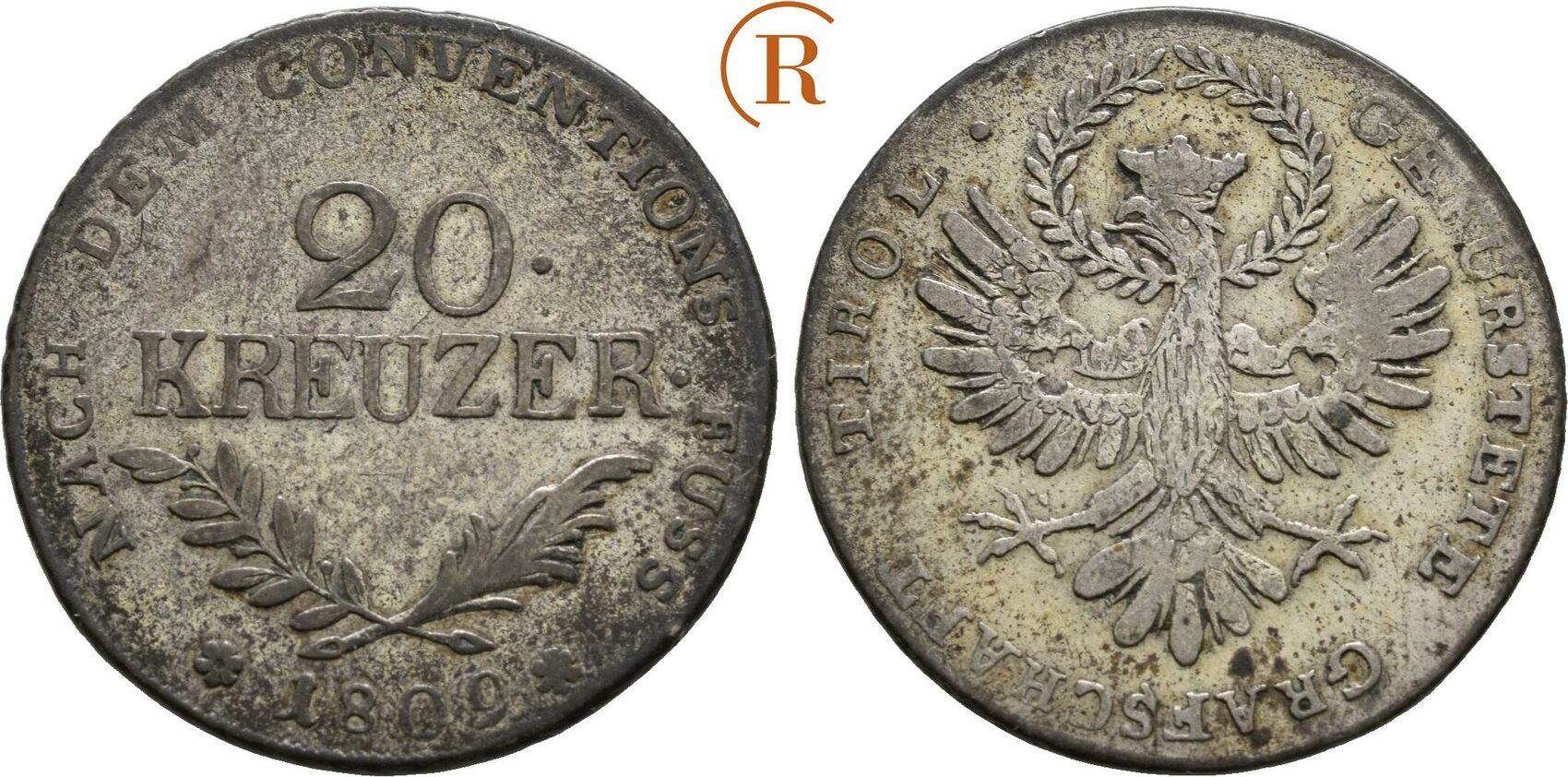 Habsburg: 20 Kreuzer Hall Aufstand unter Andreas Hofer 1809 Franz II, 1792-1835: ss | MA-Shops