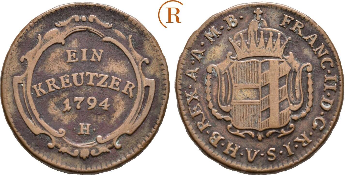 Habsburg: 1 Kreuzer Günzburg 1794 H Franz II, 1792-1835: ss+ | MA-Shops
