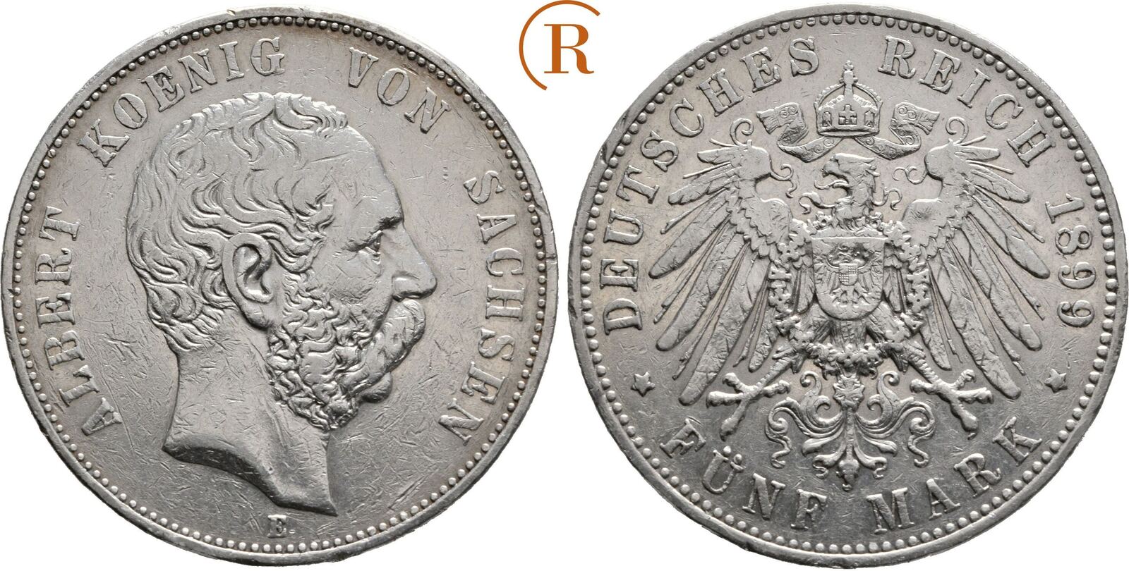 Kaiserreich: Sachsen: 5 Mark 1899 E Albert, 1873-1902: ss kleiner ...