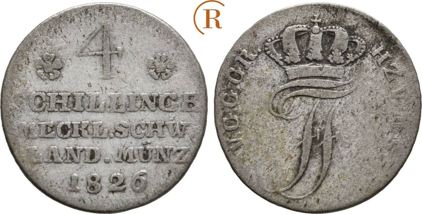 Mecklenburg Schwerin: 4 Schilling 1826 Friedrich Franz I, 1785-1837: ss- | MA-Shops