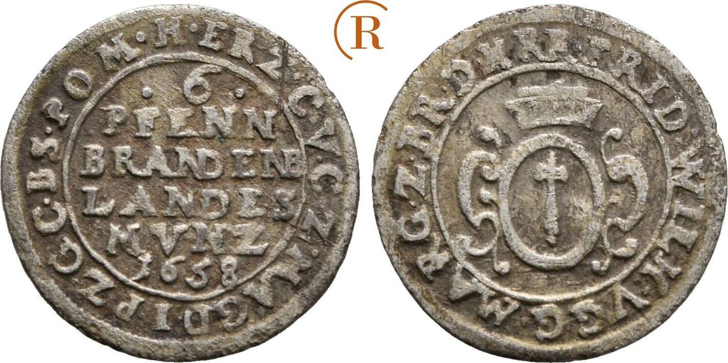 Preussen: 6 Pfennig Berlin 1658 Friedrich Wilhelm, 1640-1680: ss | MA-Shops