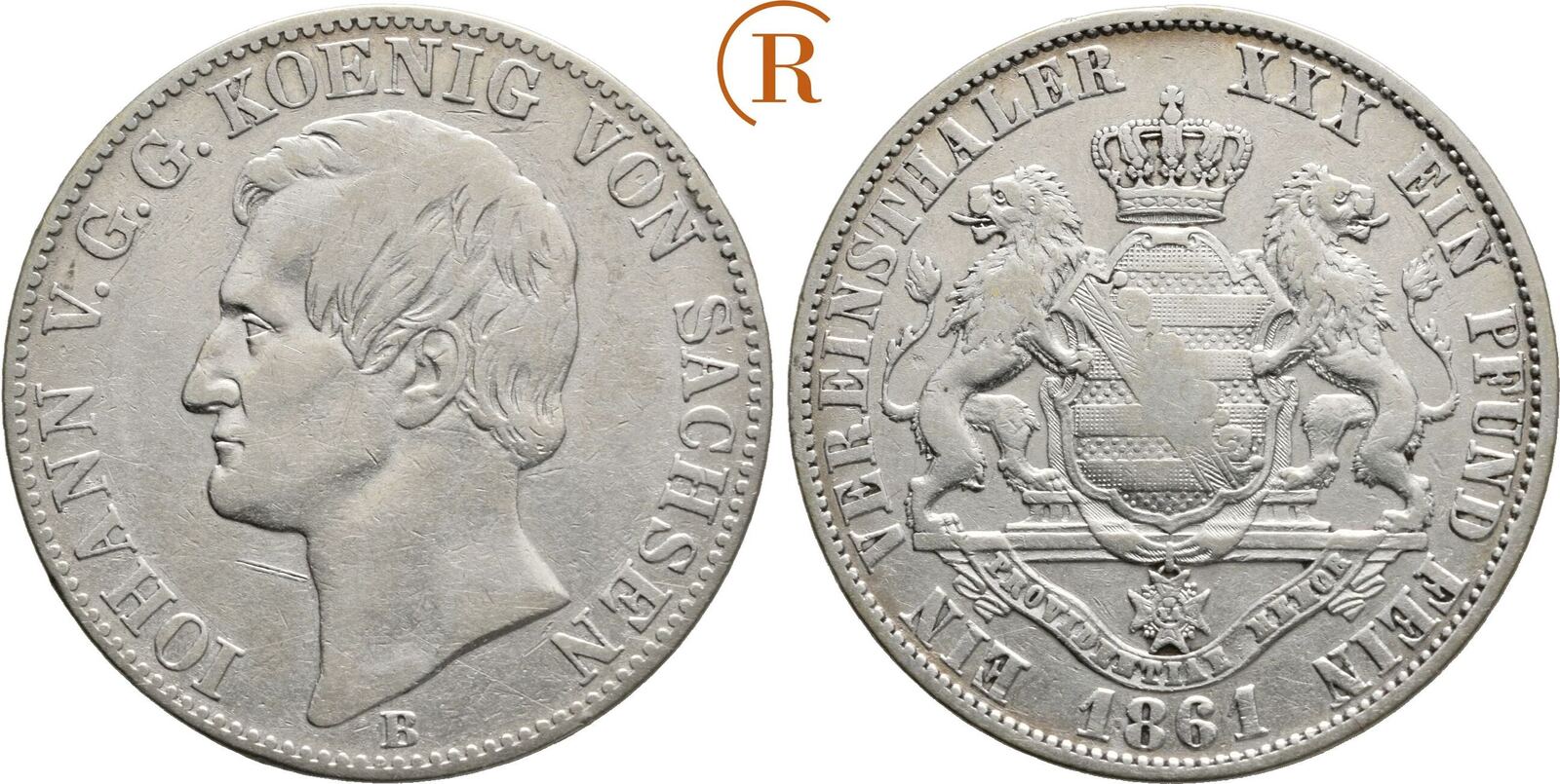Sachsen: Taler 1861 B Johann, 1854-1873: ss kl. Kratzer, kl. Randfehler ...