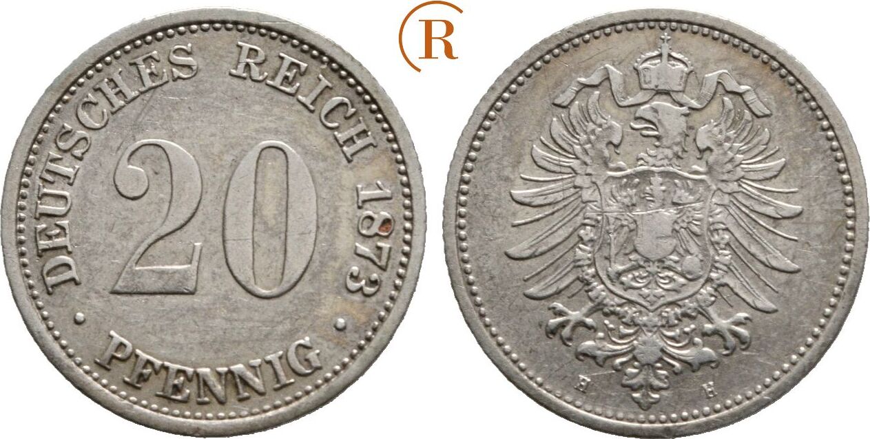 Kaiserreich: 20 Pfennig 1873 H ss selten !! | MA-Shops