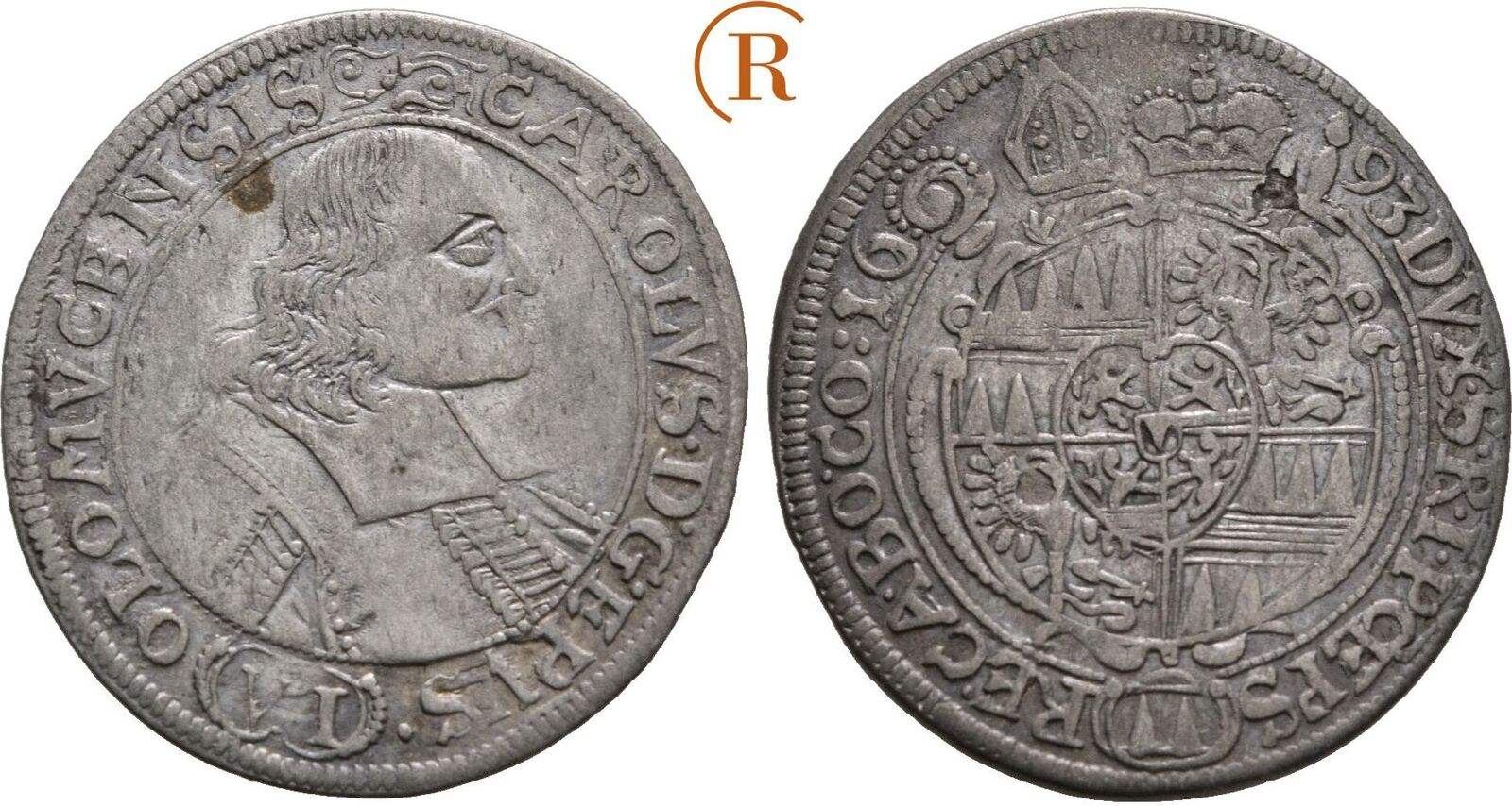Olmütz Bistum: 6 Kreuzer Kremsier 1693 Karl II. von Lichtenstein, 1664-1695: ss | MA-Shops