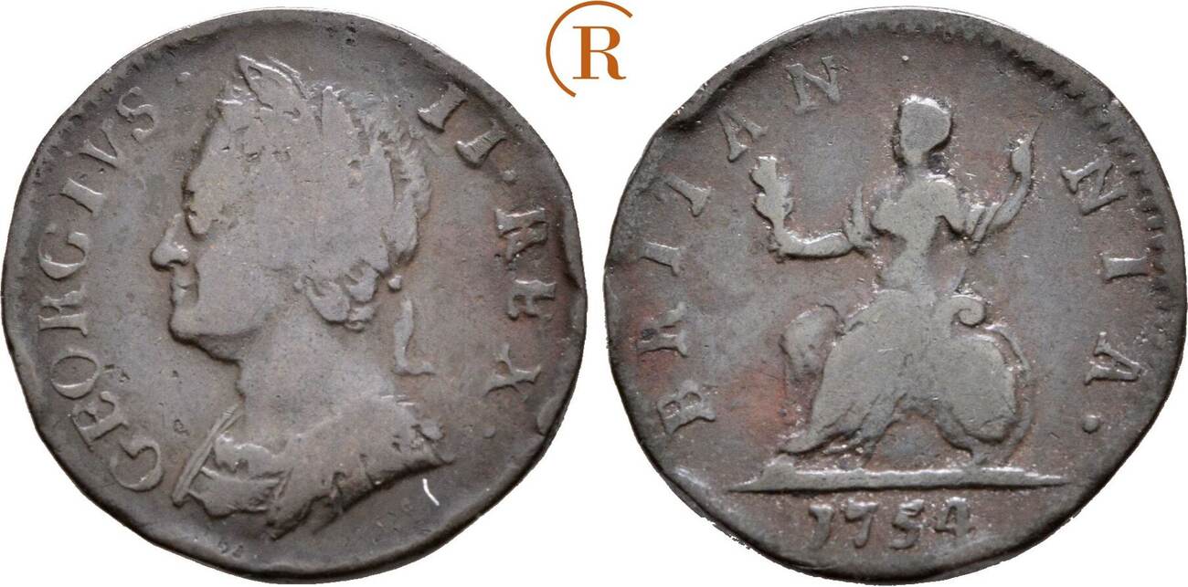 Grossbritannien: Farthing 1754 George II, 1727-1760: ss | MA-Shops