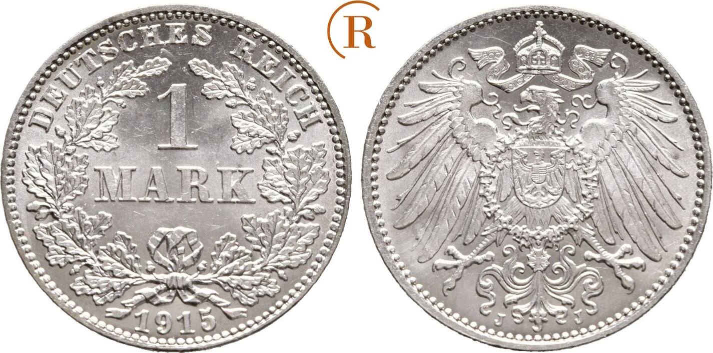 Kaiserreich: 1 Mark 1915 J Stempelglanz | MA-Shops