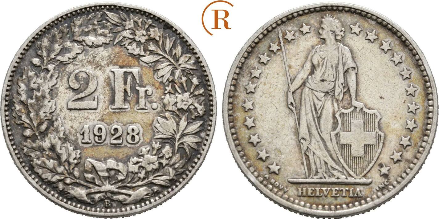 Schweiz: 2 Franken Helvetia 1928 B ss | MA-Shops