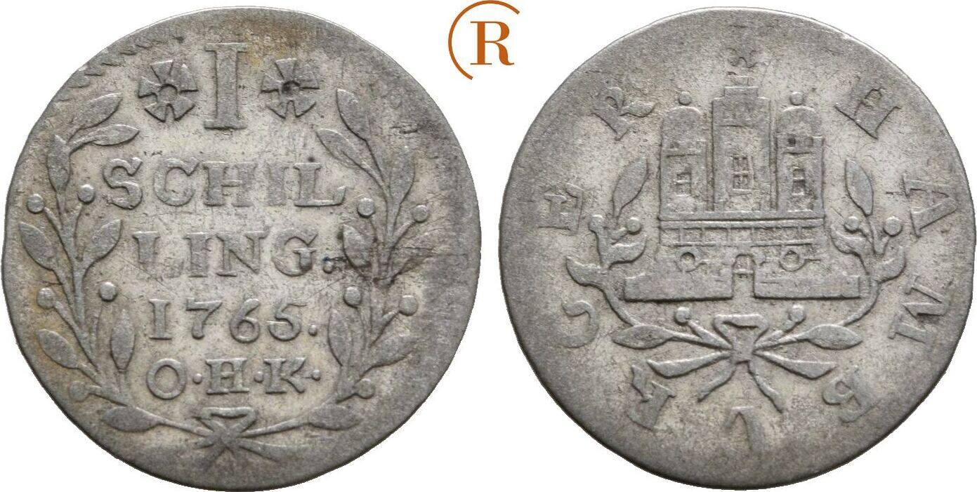Hamburg Stadt: 1 Schilling 1765 ss | MA-Shops