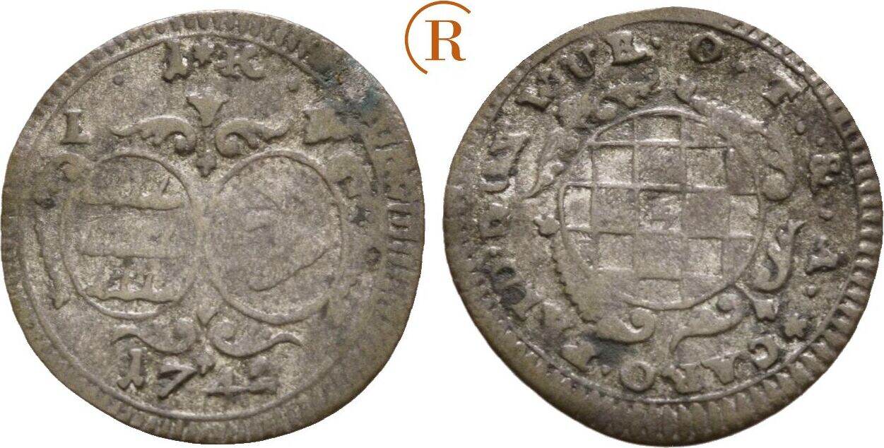 Württemberg: 1 Kreuzer 1742 Karl Friedrich als Vormund von Karl Eugen ...