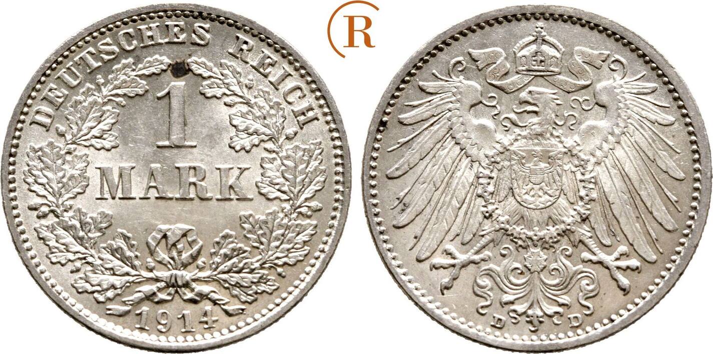 Kaiserreich Kleinmünzen 1 Mark 1914 D St | MA-Shops