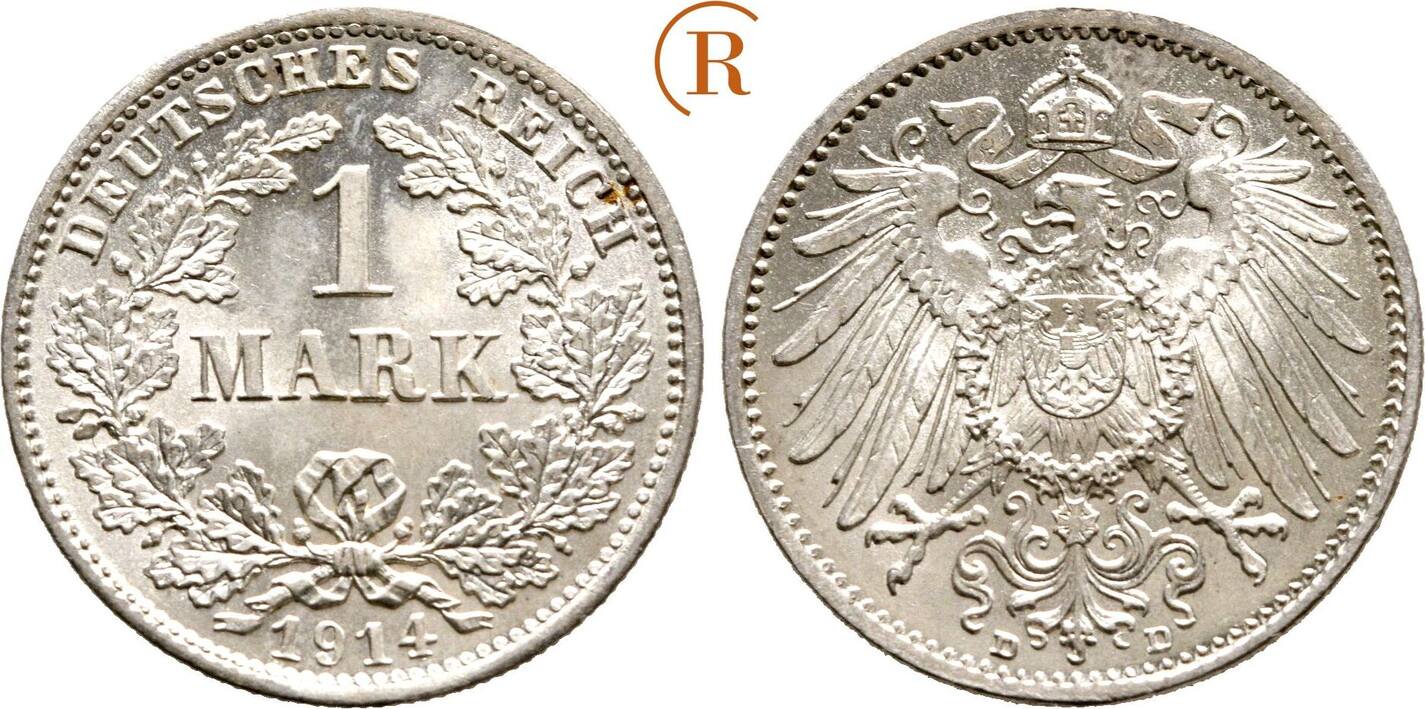 Kaiserreich Kleinmünzen 1 Mark 1914 D St | MA-Shops