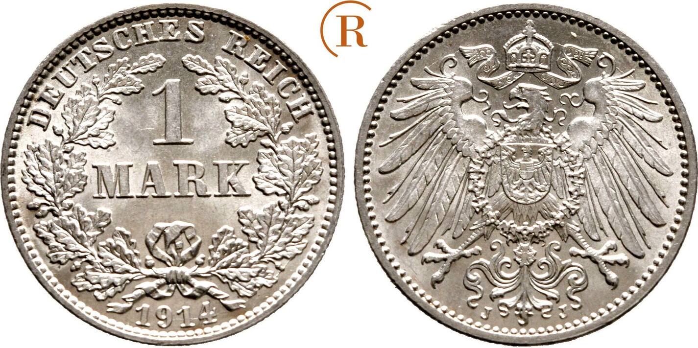 Kaiserreich Kleinmünzen 1 Mark 1914 J Fast St | MA-Shops