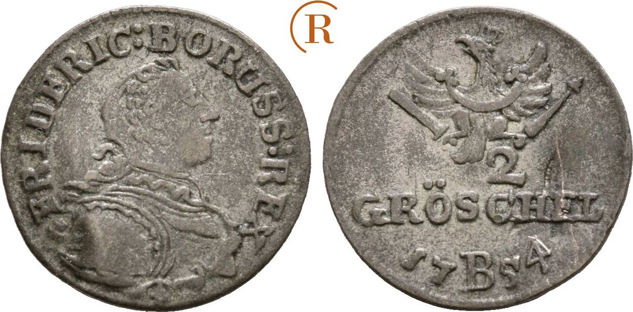 Preussen: 2 Gröschel Breslau 1754 B Friedrich II. der Große, 1740-1786 ...
