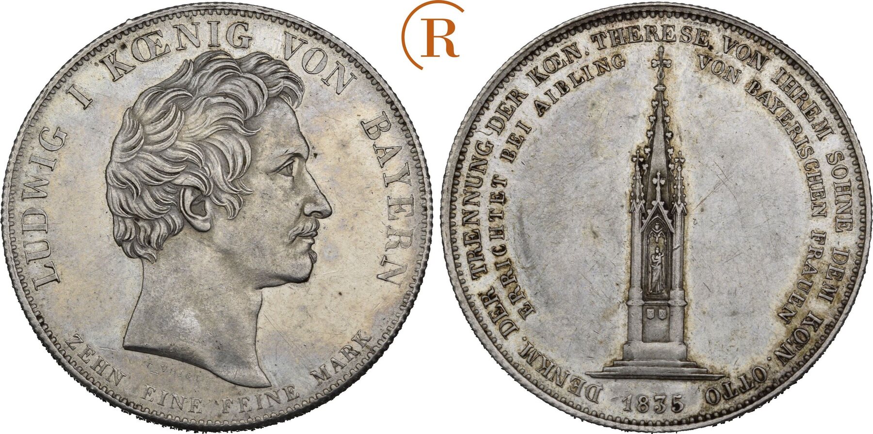 Bayern: Geschichtstaler Denkmal in Bad Aiblig 1835 Ludwig I, 1825-1848 ...