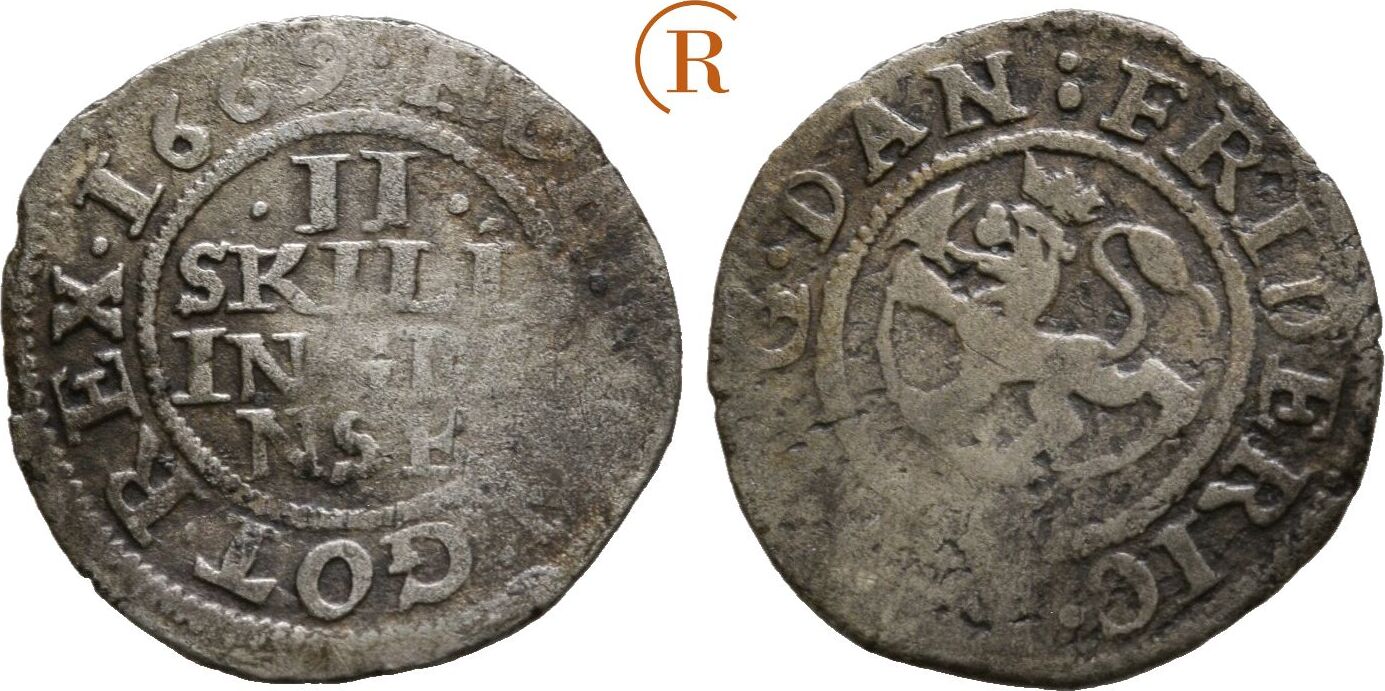 Norwegen: 2 Skilling 1669 Friedrich III, 1648-1670: ss- | MA-Shops