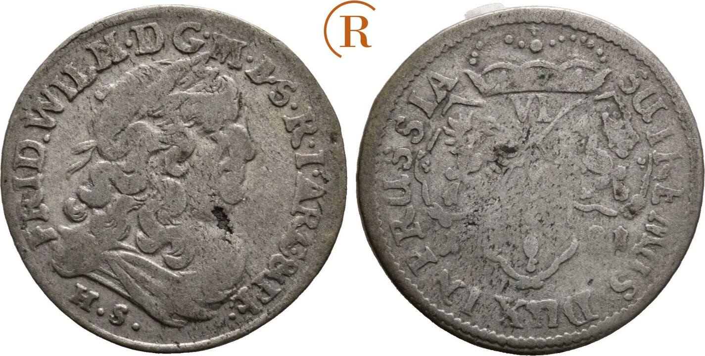 Preussen: 6 Gröscher Königsberg 1681 HS Friedrich Wilhelm, 1640-1688 ...