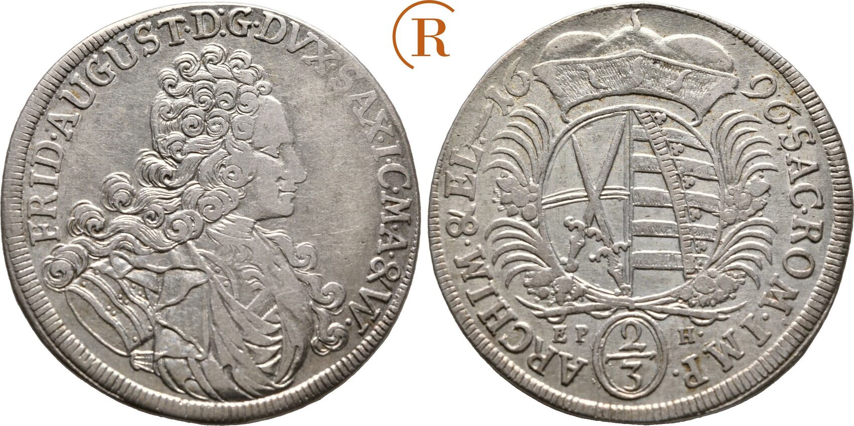 Sachsen: 2/3 Taler Leipzig 1696 EPH Friedrich August I. der Starke ...