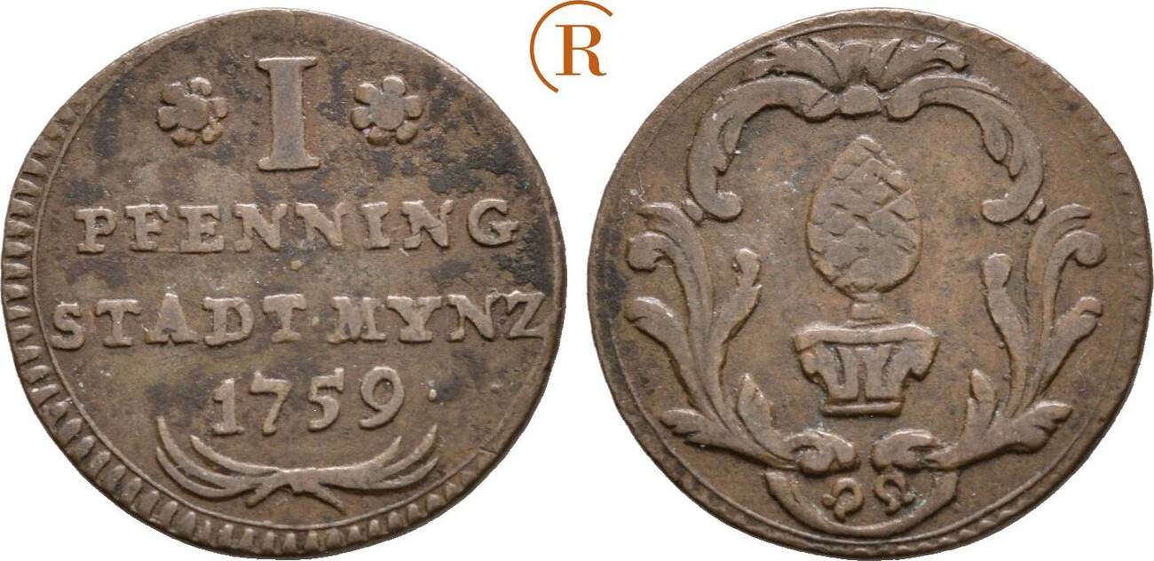 Augsburg Stadt: 1 Pfennig 1759 ss | MA-Shops