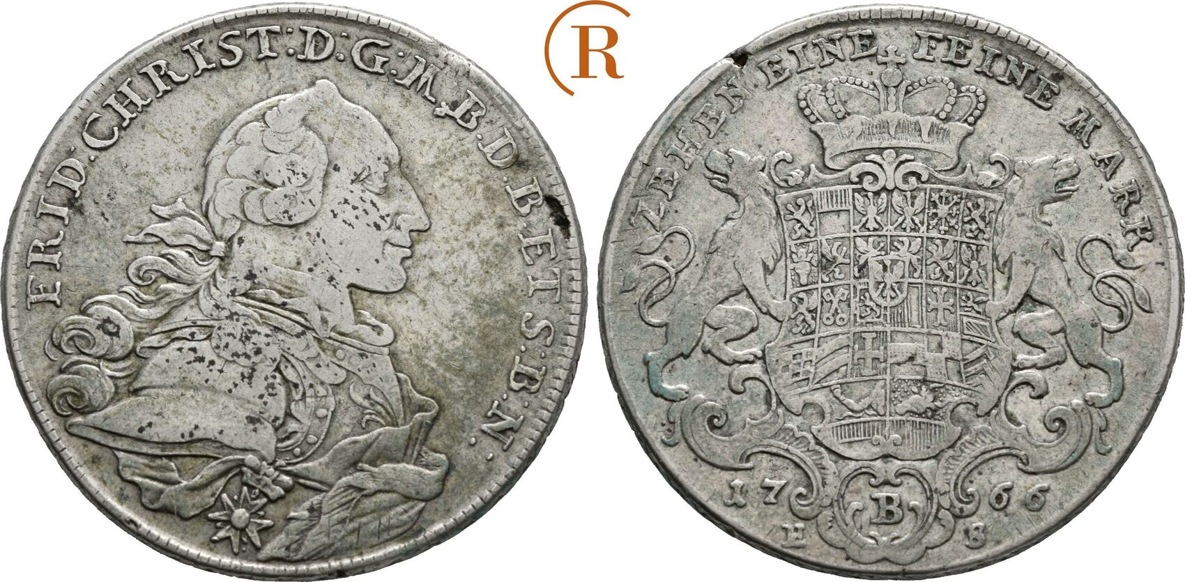 Brandenburg Bayreuth: Taler 1766 B Friedrich Christian, 1763-1769: ss kleiner Schrötlingsfehler ...