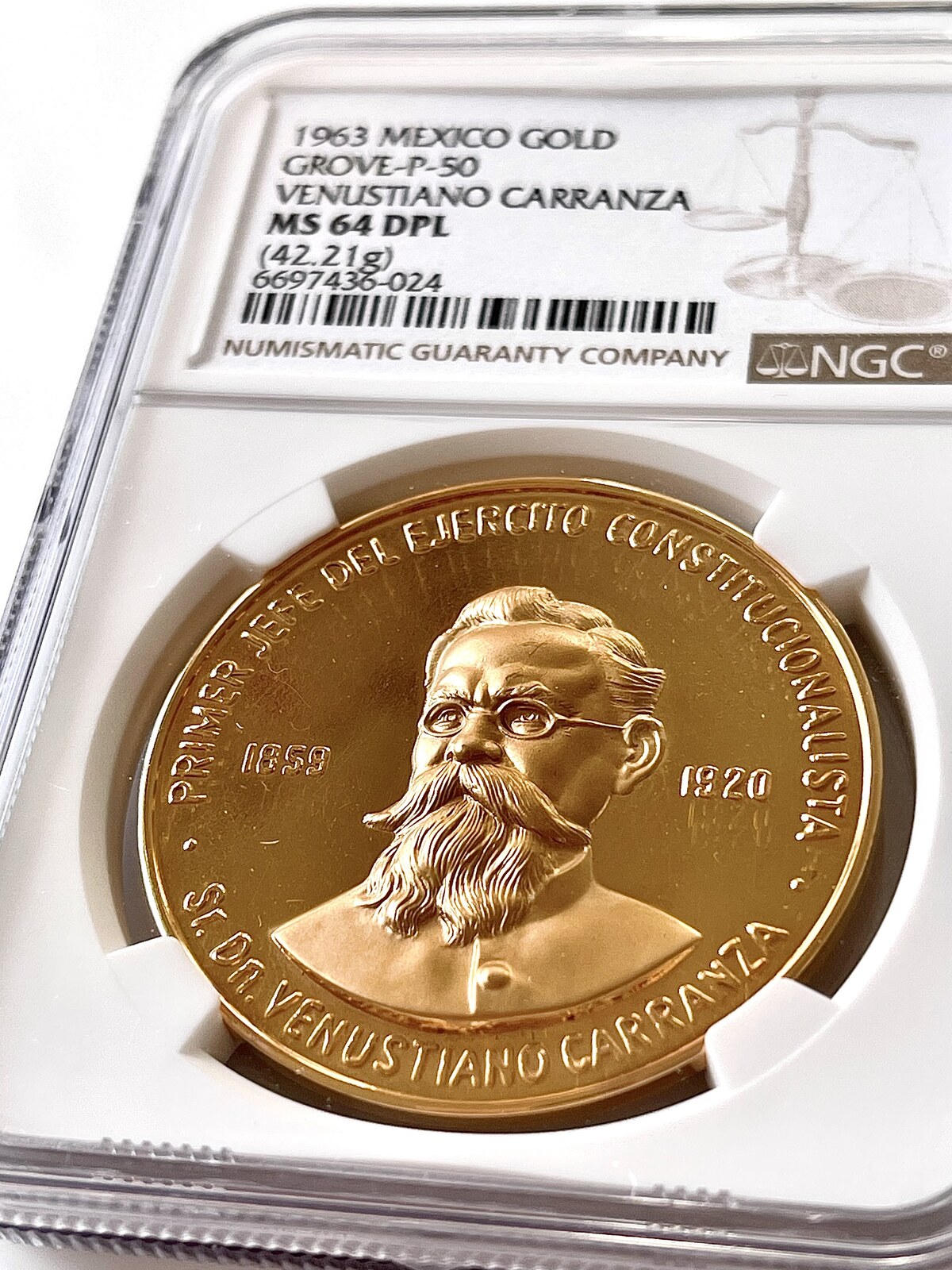 MEXICO GOLD Mexiko – 1963 – Venustiano Carranza – 50. Jahrestag des ...