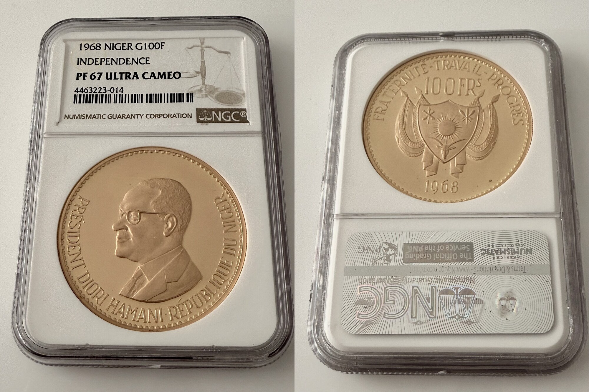 G100F Niger – 1968 – 100 Francs – Unabhängigkeit – Diori Hamani NGC PF ...