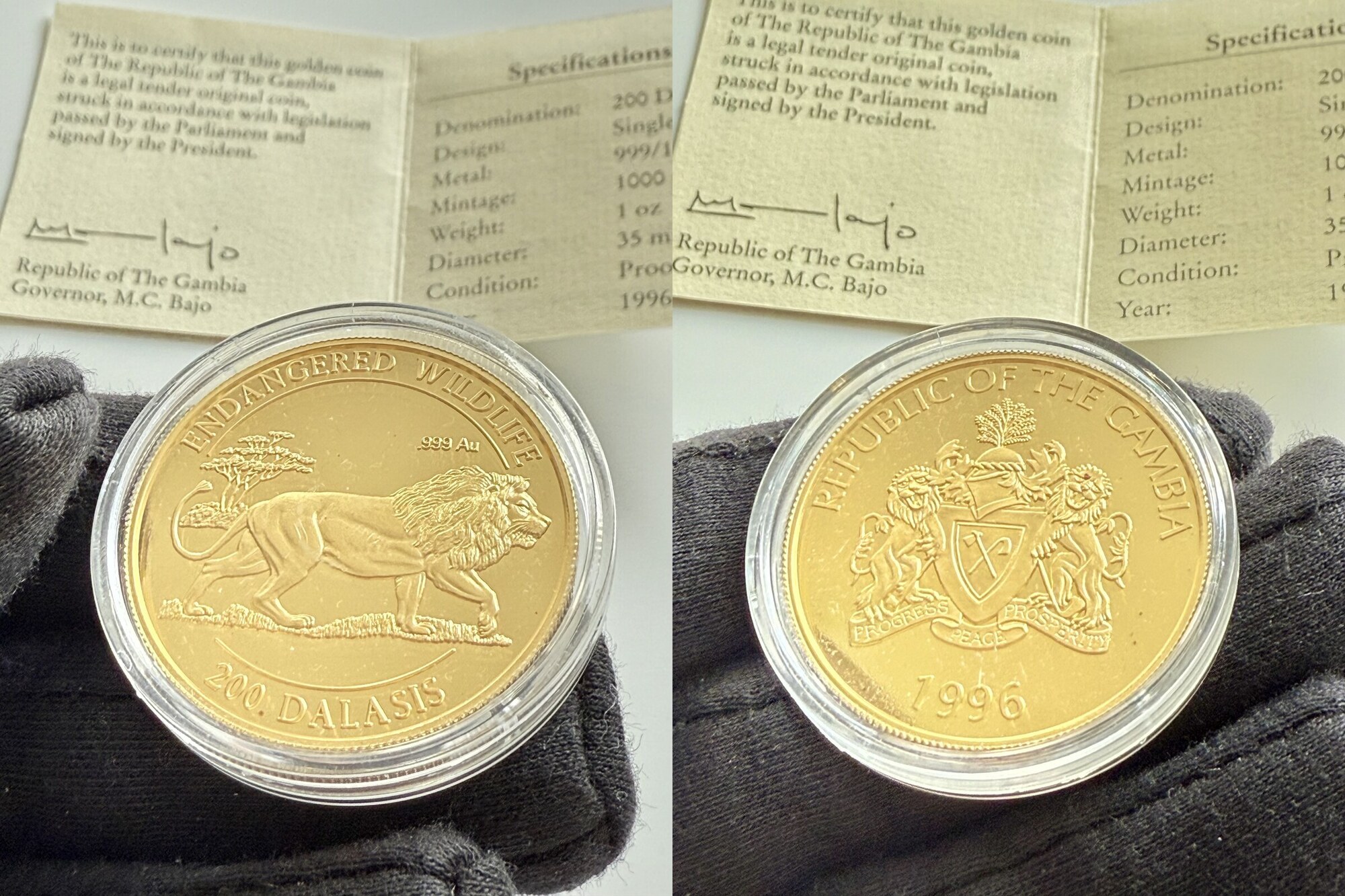 200 Dalsis Gambia – 1996 – 200 Dalasis – Löwe – Endangered Wildlife ...
