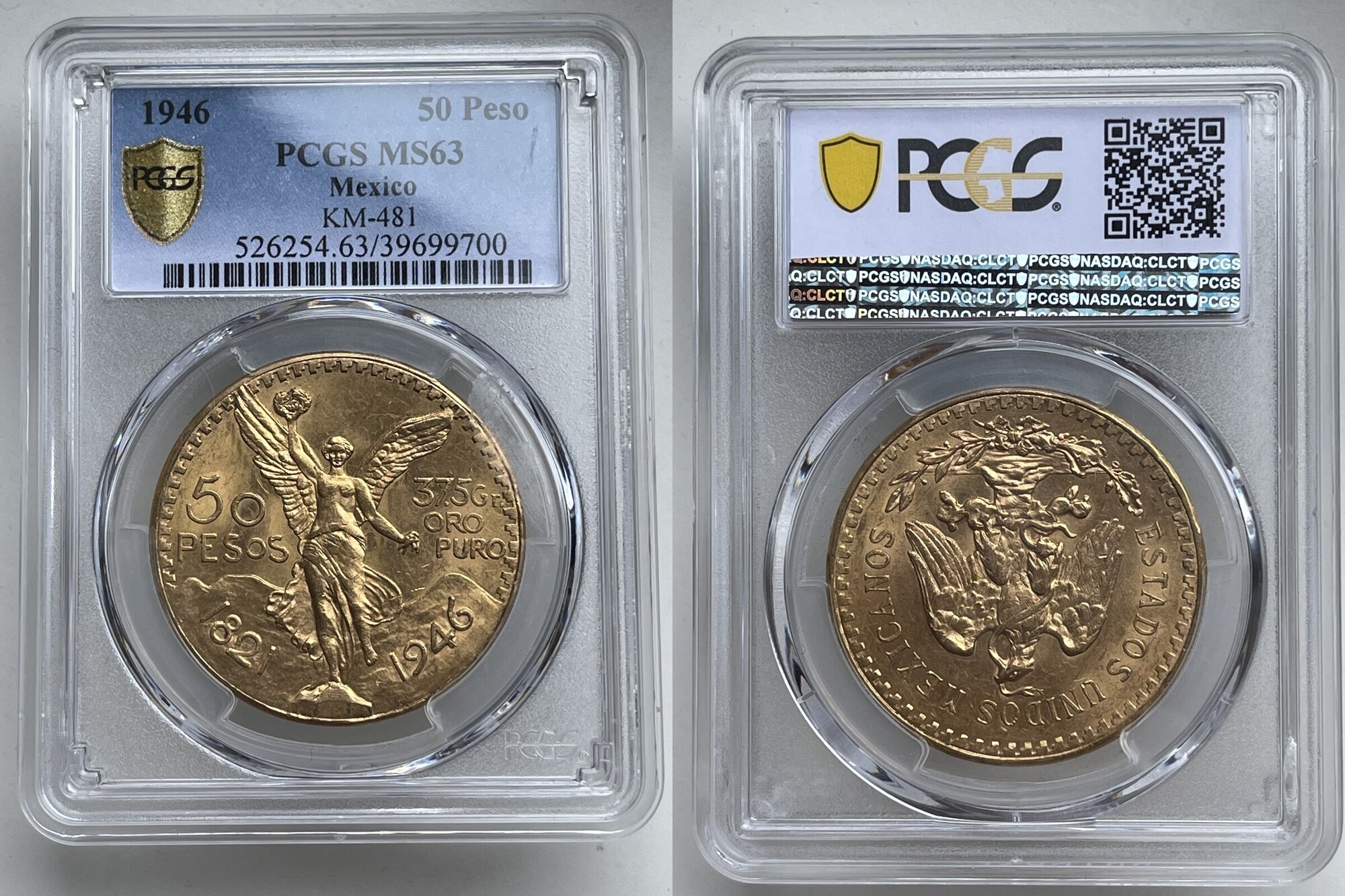 Mexico Centenario 1946 Goldmünze 50 Pesos PCGS MS63 | MA-Shops