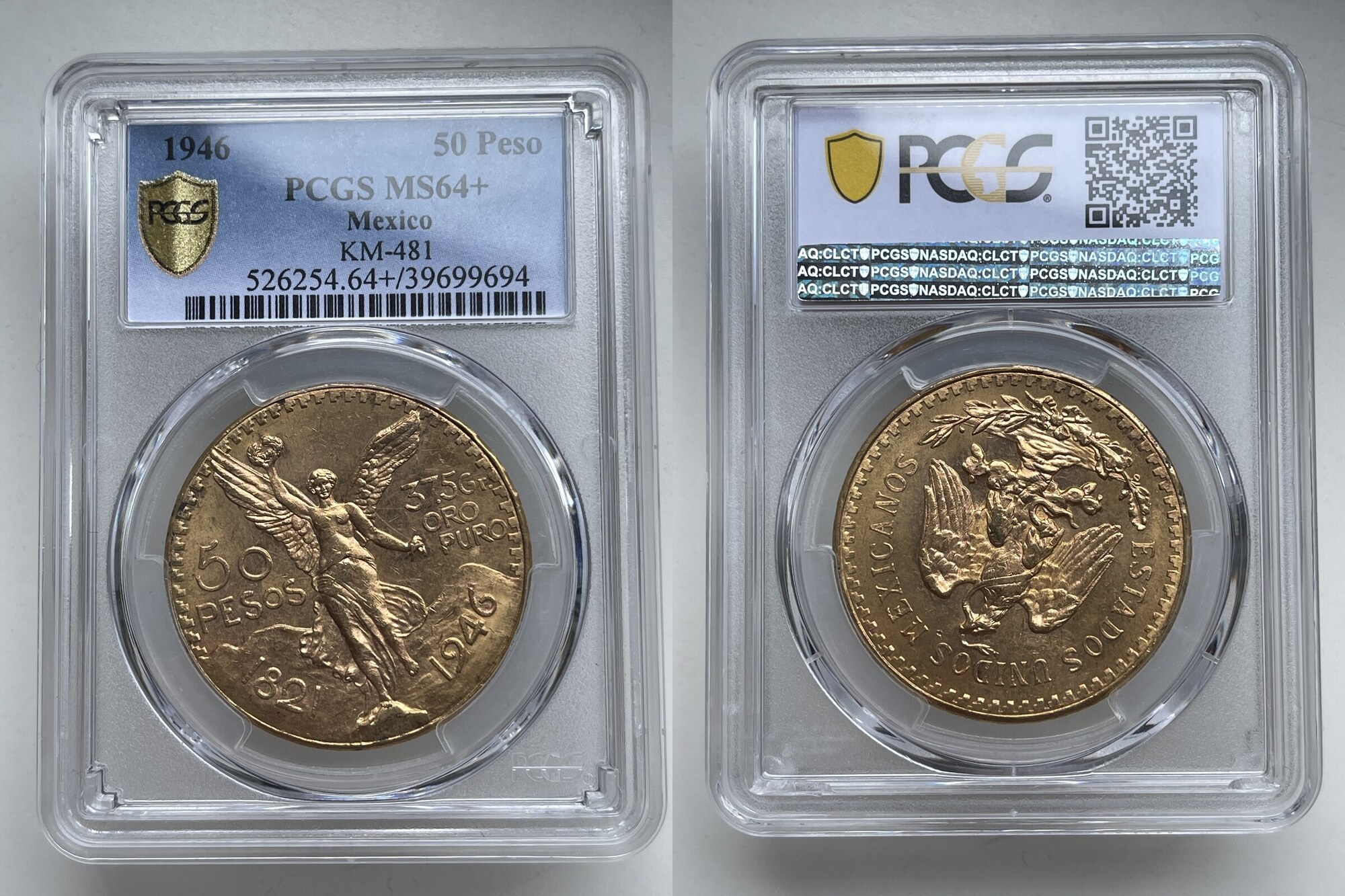 Mexico Centenario 1946 Goldmünze 50 Pesos PCGS MS64+ | MA-Shops