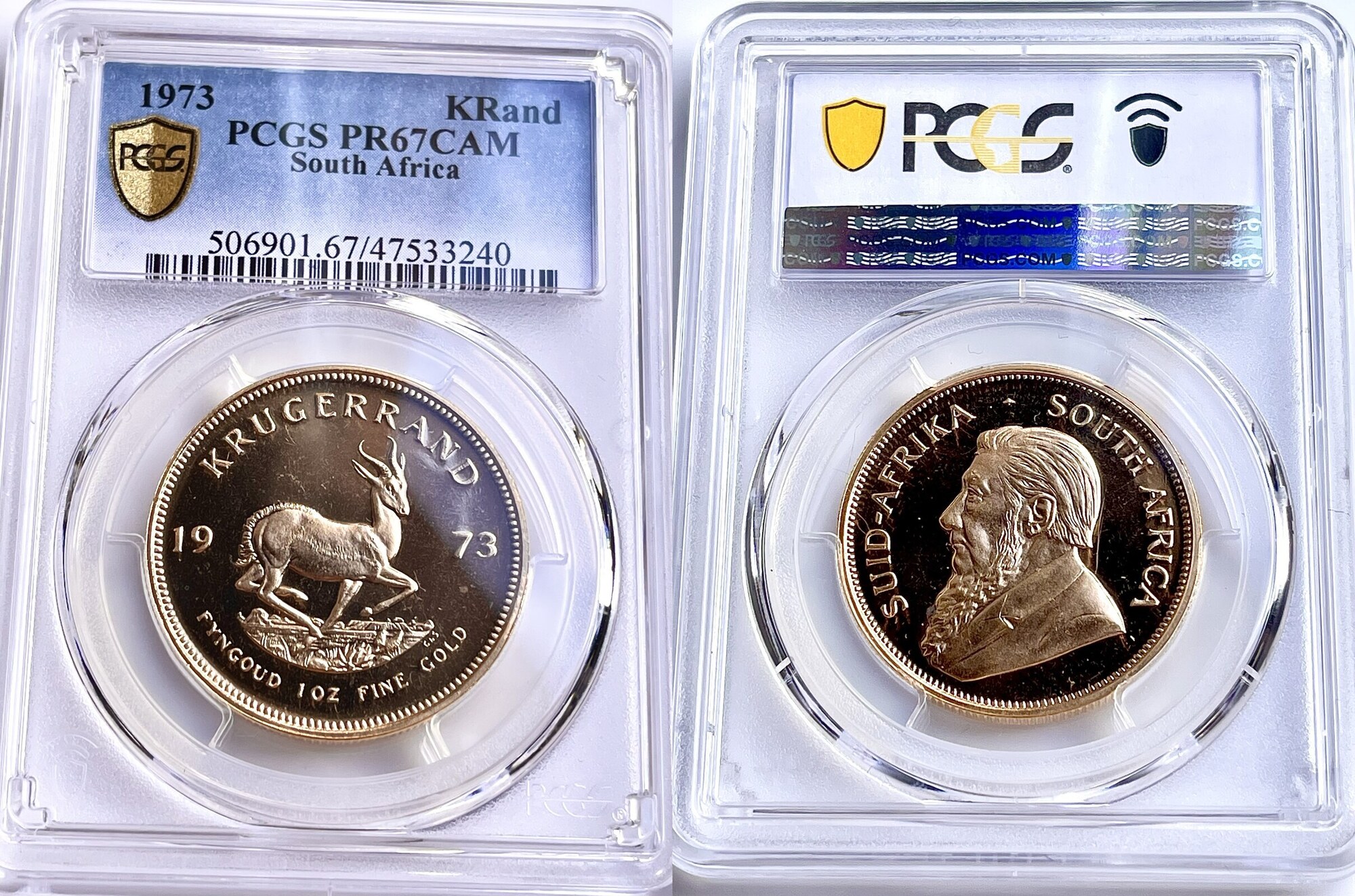 South Africa KRand Krügerrand – 1973 – 1oz Proof Gold PCGS PR67CAM | MA-Shops