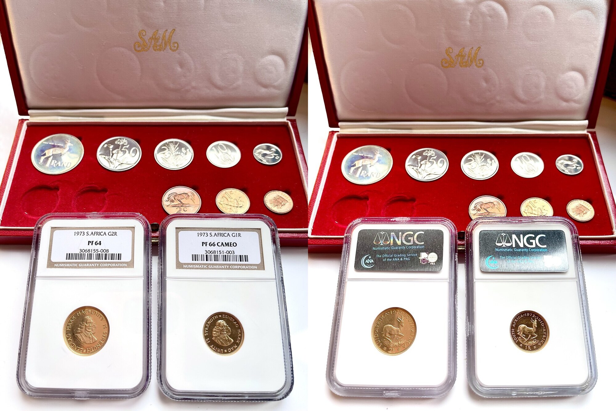 Südafrika – 1973 – Rand – 10 Münzen Long-Proof Set – mit rotem Originaletui NGC | MA-Shops