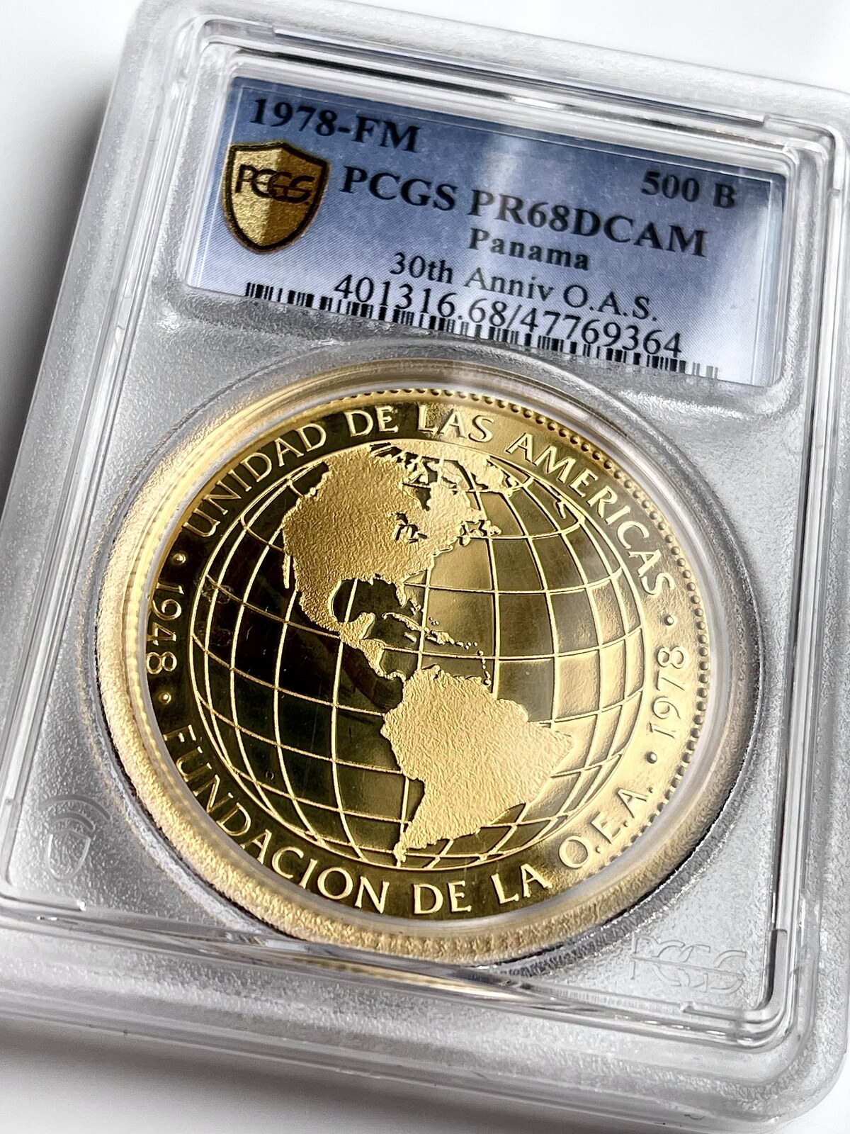Panama – 1978 – 500 Balboas – 30. Jahrestag OAS – 41,7g Gold Proof – PCGS PR68DCAM | MA-Shops