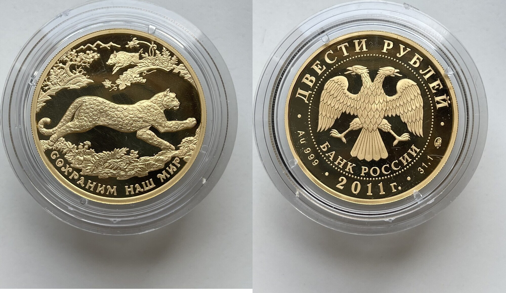 200 Roubles 200 Rubel Goldm nze Leopard 2011 1 Oz Russland Proof MA Shops