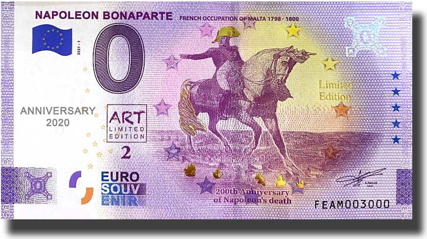 0 Euro Anniversary Souvenir Banknote Napoleon Bonaparte Gold Edition ...