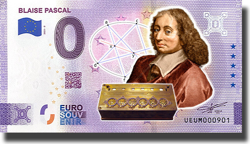 0 Euro Souvenir Banknote Blaise Pascal Colour France UEUM 2021-2 ...