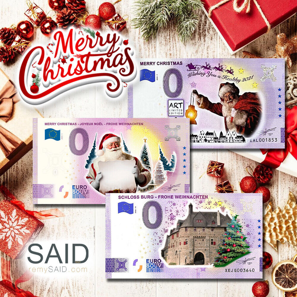 World Assorted Lot 0 Euro Souvenir Banknote Thematic Merry Christmas ...